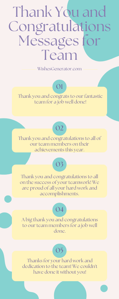 123 Thank You and Congratulations Messages for Team
